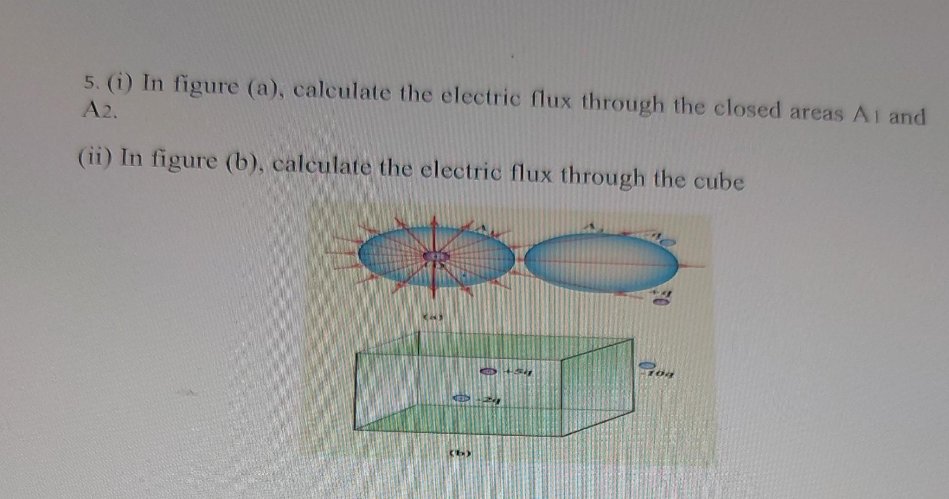 Solved 5. (i) In figure (a), calculate the electric flux | Chegg.com