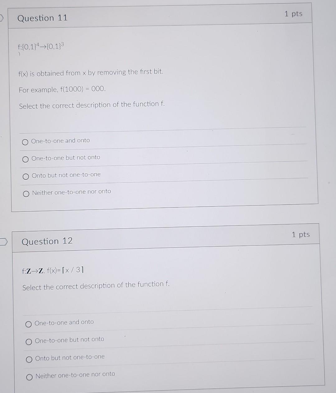 Solved f:{0,1}4→{0,1}3 f(x) is obtained from x by removing | Chegg.com
