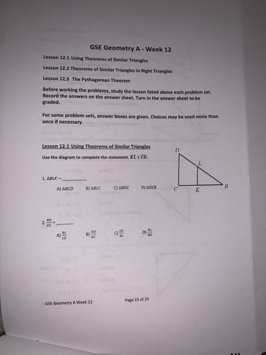 Solved GSE Geometry A-Week 12 Lesson 12.1 Using Theorems of | Chegg.com