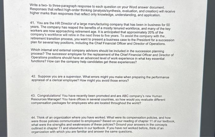 Solved Write a two- to three-paragraph response to each | Chegg.com