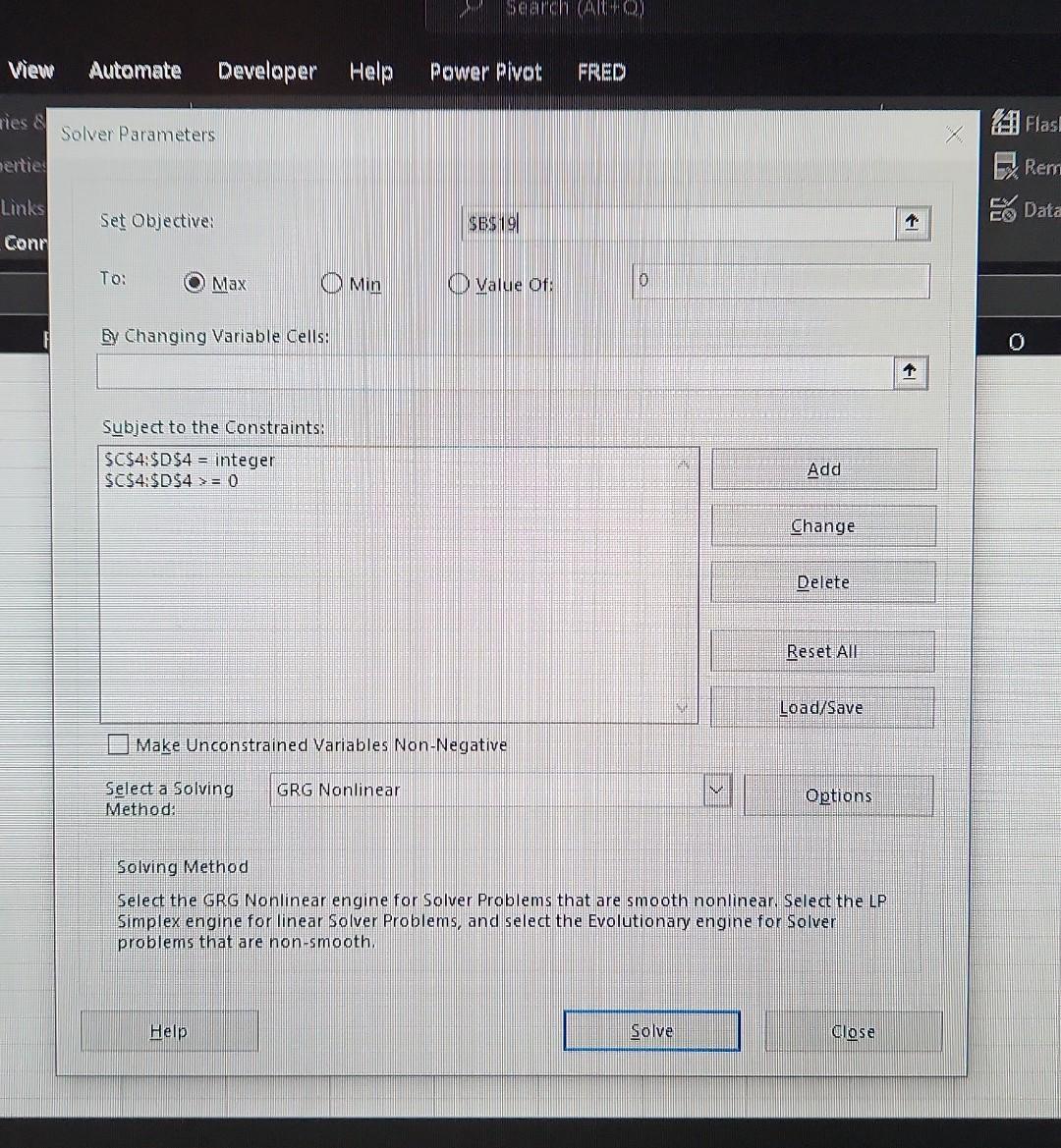 Solved You must populate the Solver menu items to get the | Chegg.com