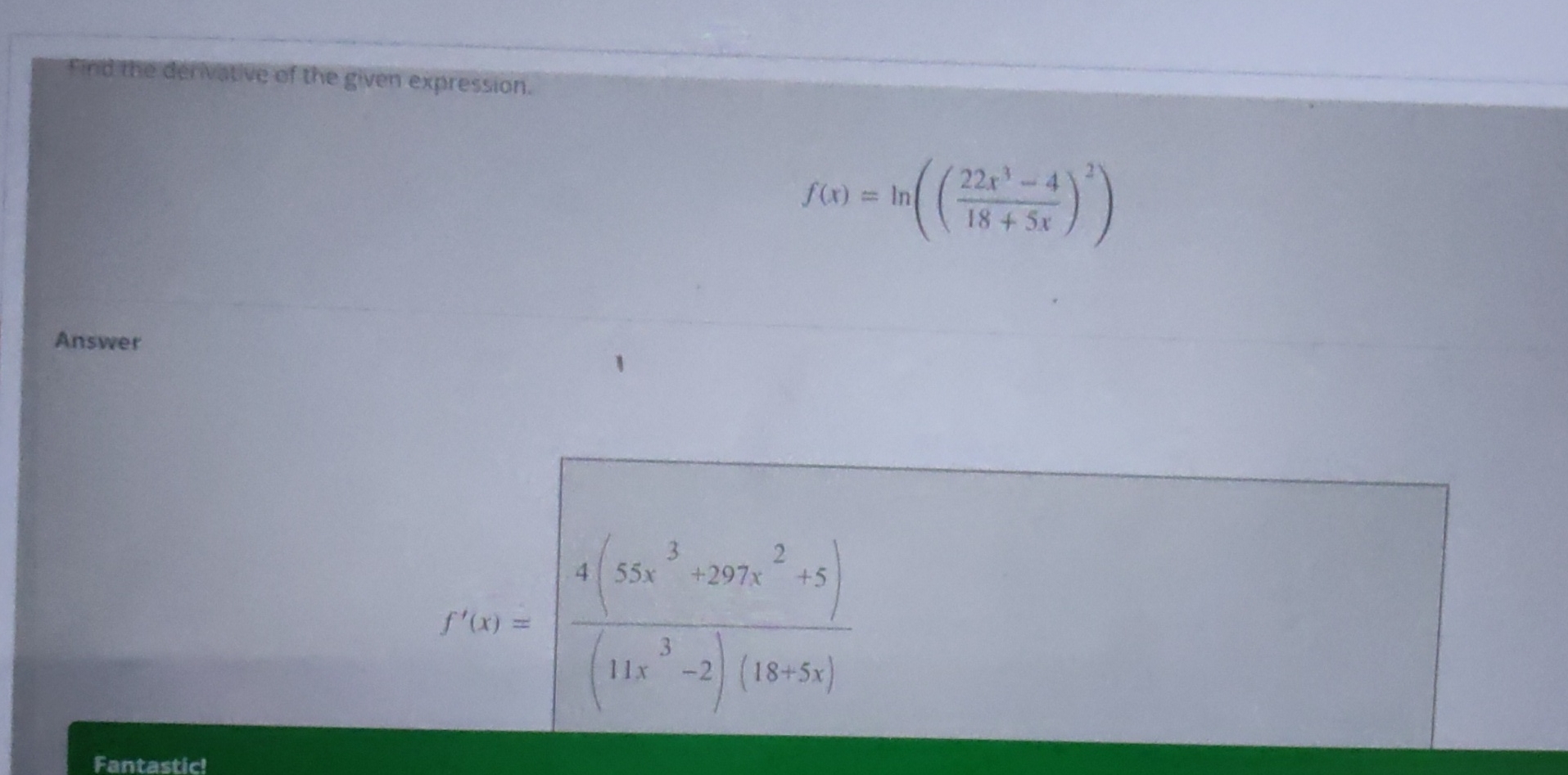 Solved find the denvative of the given | Chegg.com