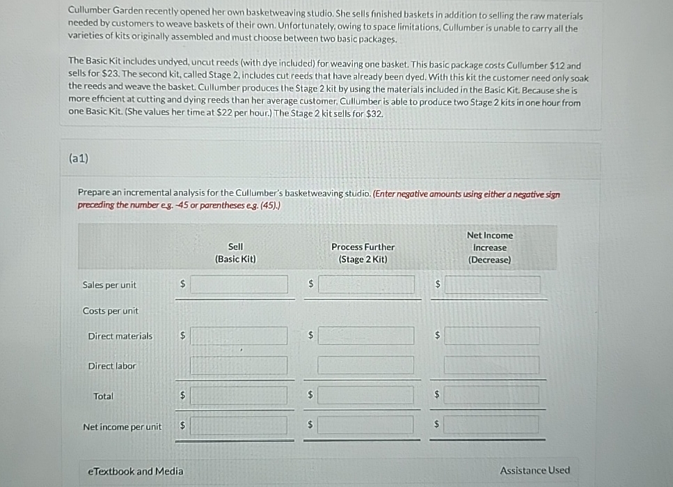 Solved Cullumber Garden recently opened her own | Chegg.com