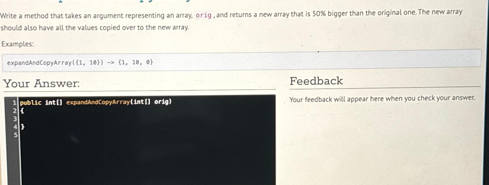 Solved Write a method that takes an argument representing an | Chegg.com