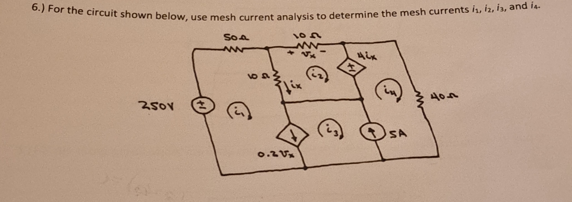 Solved 6.) ﻿For the circuit shown below, use mesh current | Chegg.com