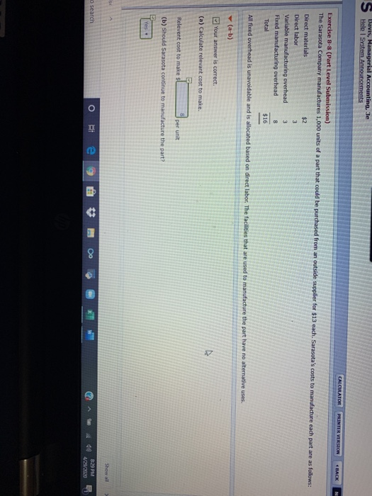 Solved Help System Announcements CALCULATOR Exercise 8-8 | Chegg.com