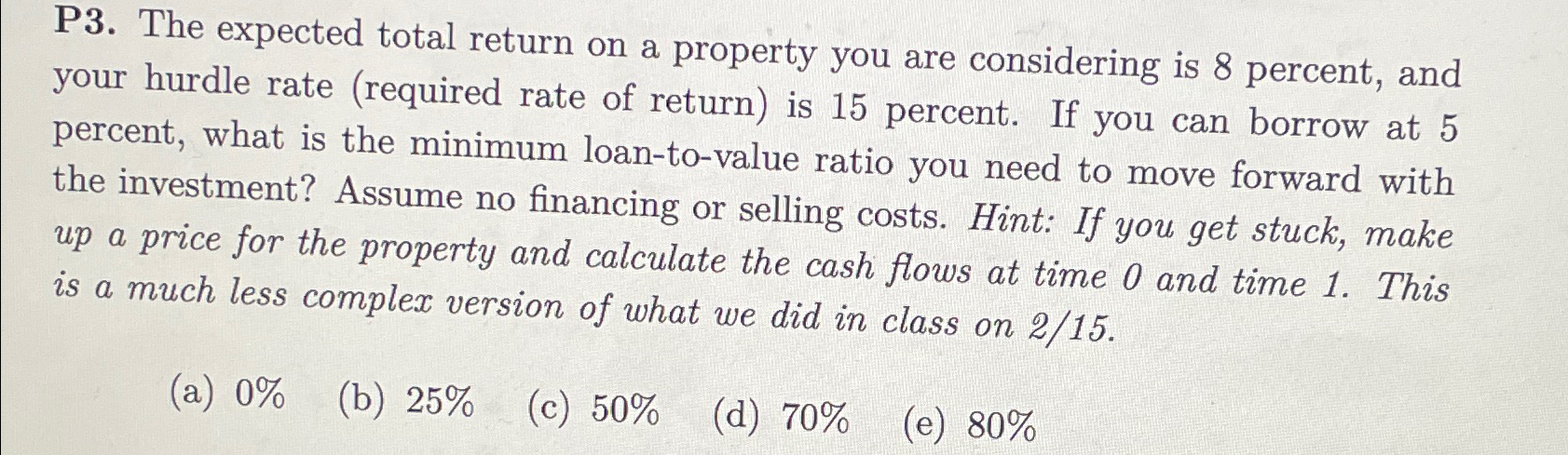 Solved P3. ﻿The expected total return on a property you are | Chegg.com