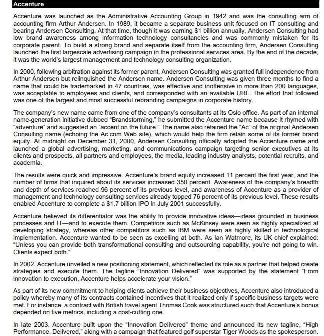 Solved Accenture Accenture was launched as the | Chegg.com