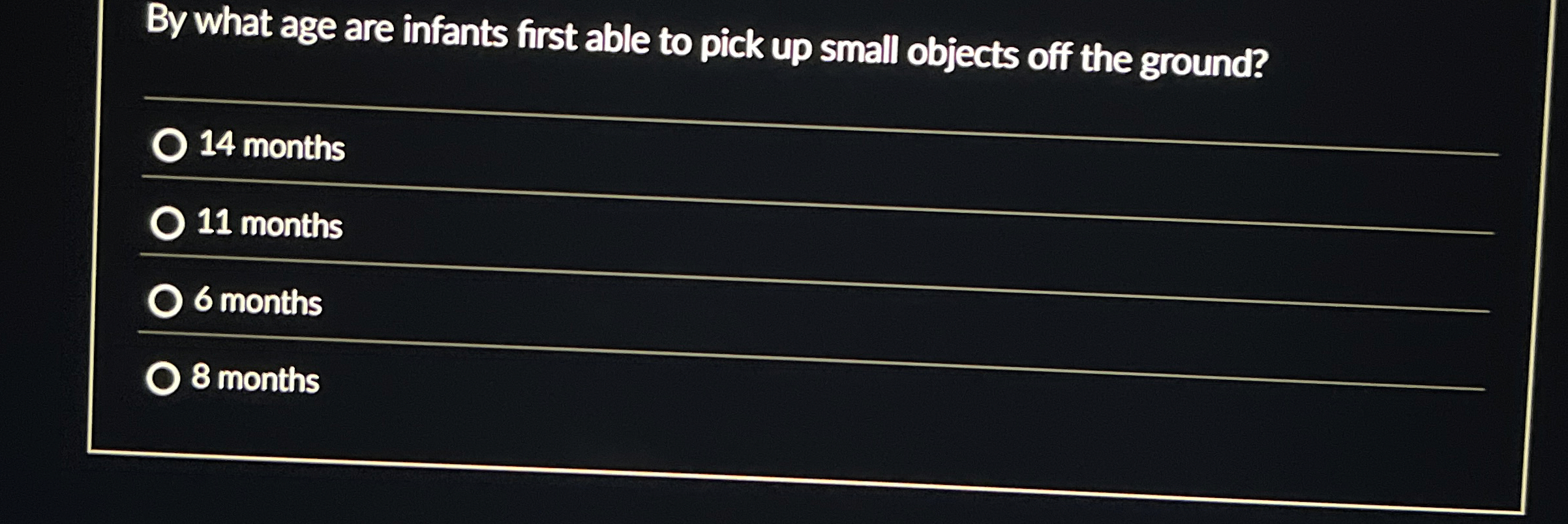 Solved By what age are infants first able to pick up small | Chegg.com