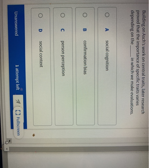 Solved Building on Asch's work on central traits, later | Chegg.com