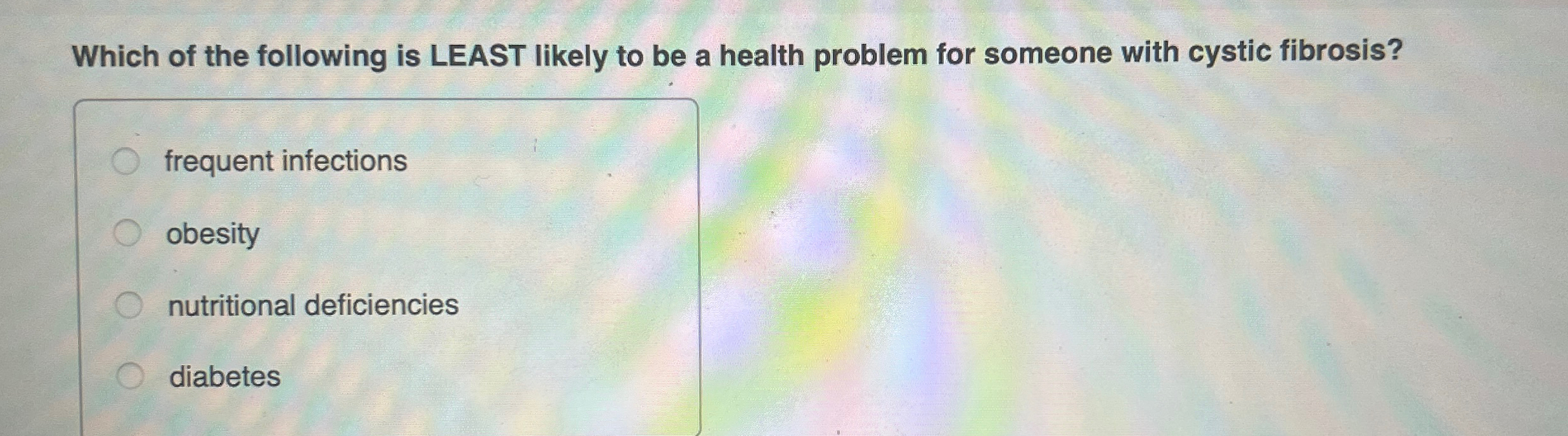 Solved Which of the following is LEAST likely to be a health | Chegg.com