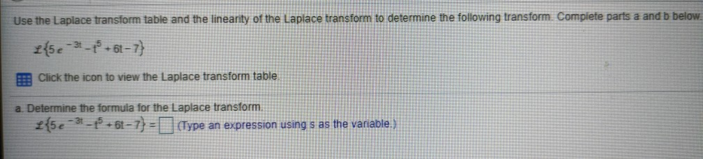 Solved Use the Laplace transform table and the linearity of | Chegg.com