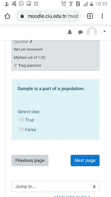 Solved 10:35 moodle.ciu.edu.tr/mod, 6 Question 1 Not yet | Chegg.com