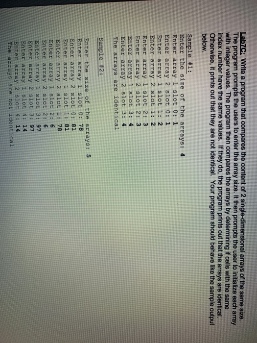 Solved Lab7C: Write a program that compares the content of 2 | Chegg.com