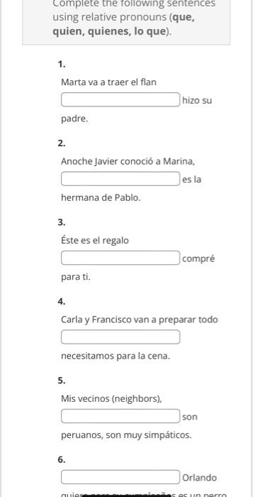 Complete the following sentences using relative | Chegg.com