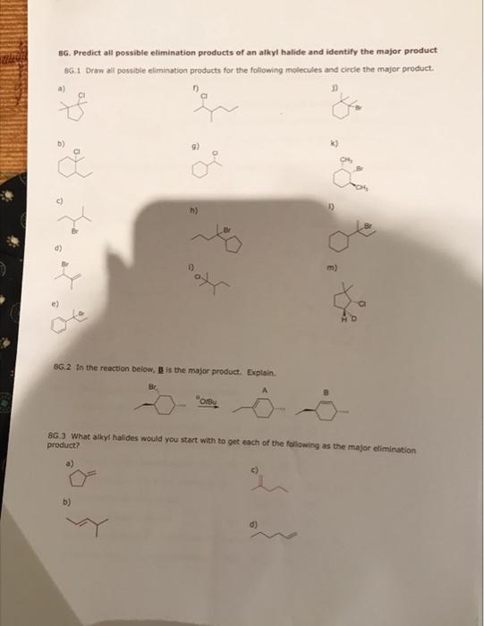 Solved BG. Predict all possible elimination products of an | Chegg.com