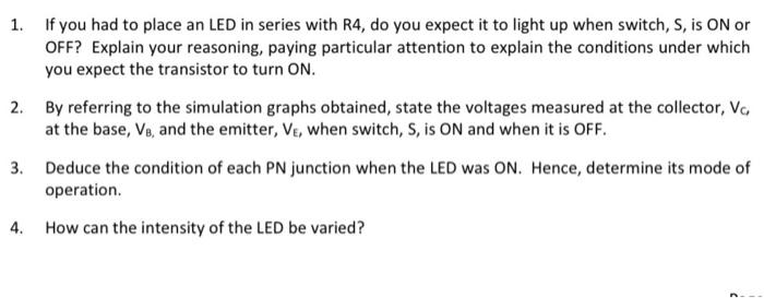 Solved Section A - BJT as a switch Draw the simple | Chegg.com