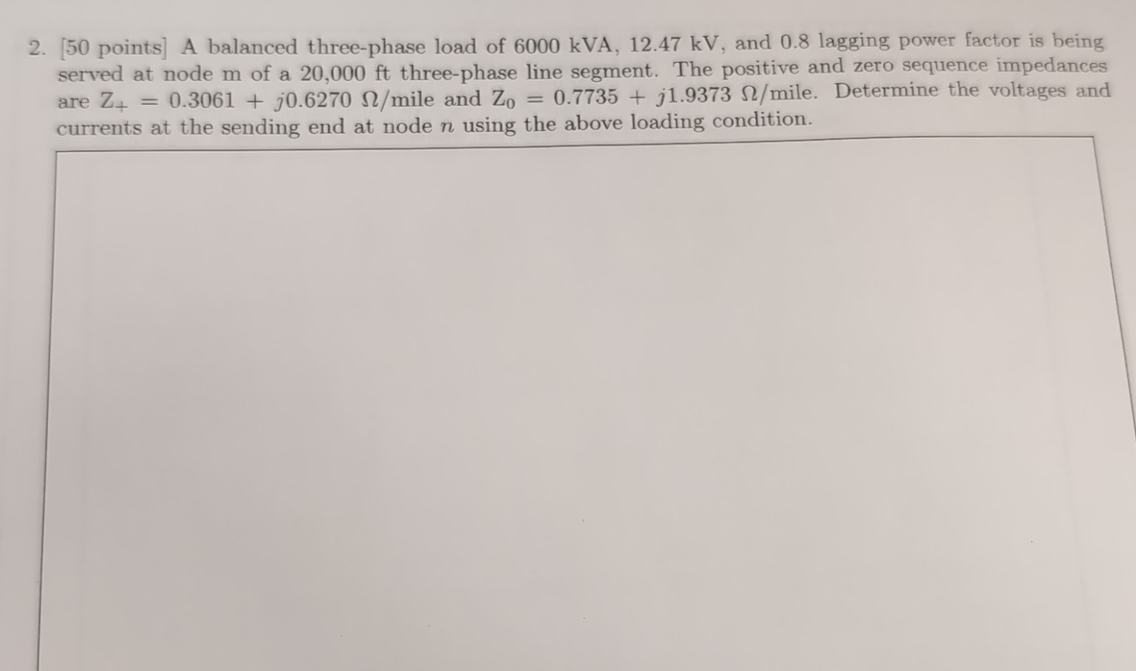 Solved [50 ﻿points] ﻿A balanced three-phase load of | Chegg.com