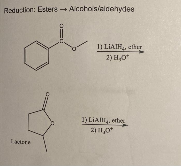 Solved Reduction: Esters → Alcohols/aldehydes 1) 2) | Chegg.com