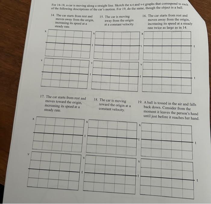 Solved 1. For a cart on a ramp, draw the x−t and v−t graphs | Chegg.com