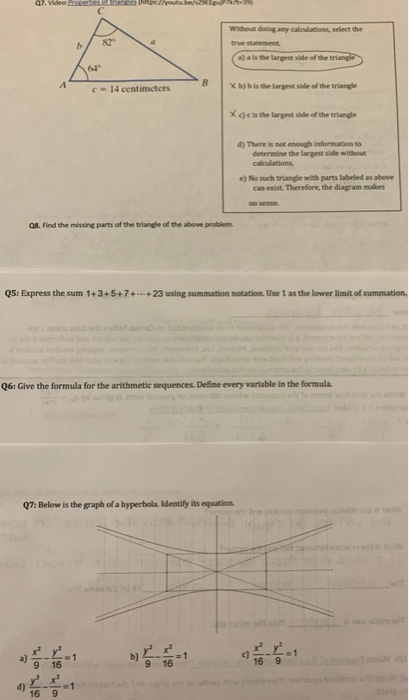 Solved Q7. Video: PORCELOhip с Without doing any callations, | Chegg.com