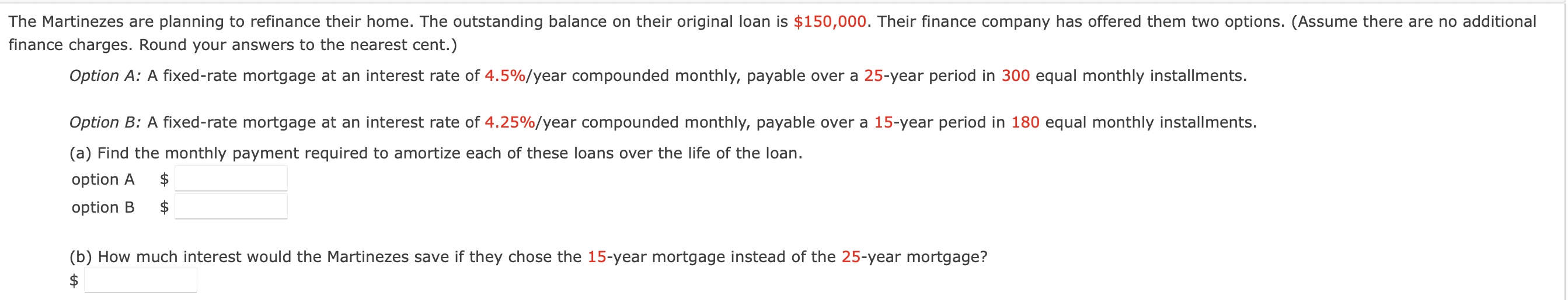 finance charges. Round your answers to the nearest | Chegg.com