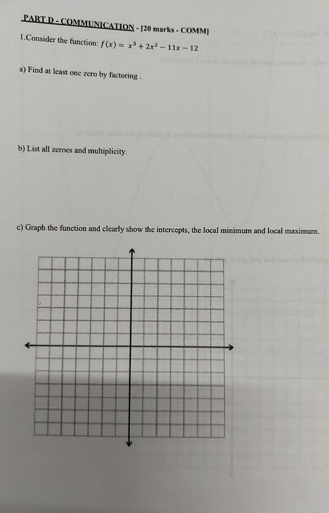 Solved 1.Consider the function: f(x)=x3+2x2−11x−12 a) Find | Chegg.com