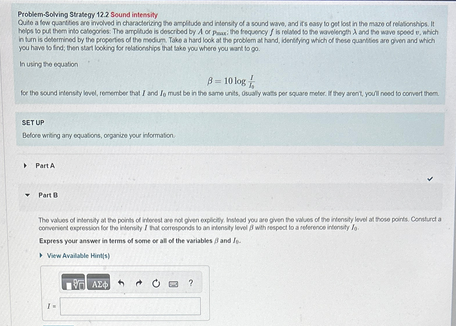 Solved Problem-Solving Strategy 12.2 ﻿Sound intensityQuite a | Chegg.com