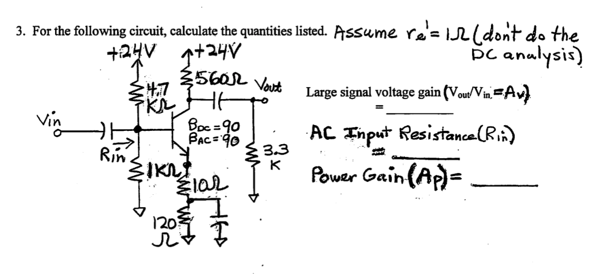 Solved For the following circuit, calculate the collector | Chegg.com