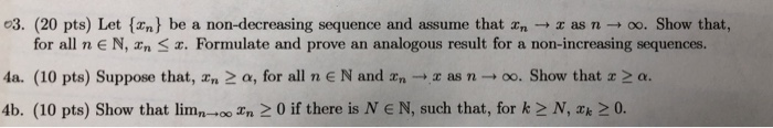 Solved 03. (20 pts) Letn} be a non-decreasing sequence and | Chegg.com