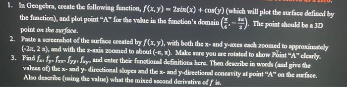 1. In Geogebra, create the following function, | Chegg.com