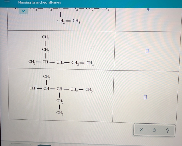 Solved O ALKANES Naming branched alkanes Name the following | Chegg.com Solved O ALKANES Naming branched alkanes Name the following | Chegg.com