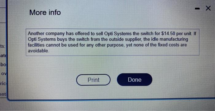 Solved Opti Systems manulactures an optical switch that it | Chegg.com
