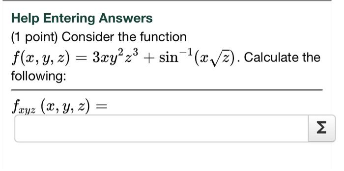 Solved Help Entering Answers (1 point) Consider the function | Chegg.com