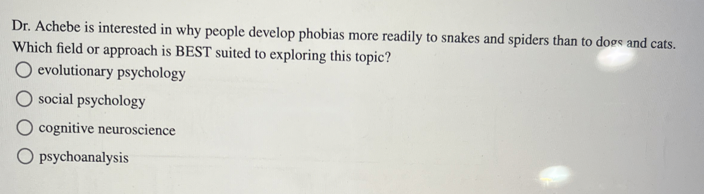 Solved Dr. ﻿Achebe is interested in why people develop | Chegg.com