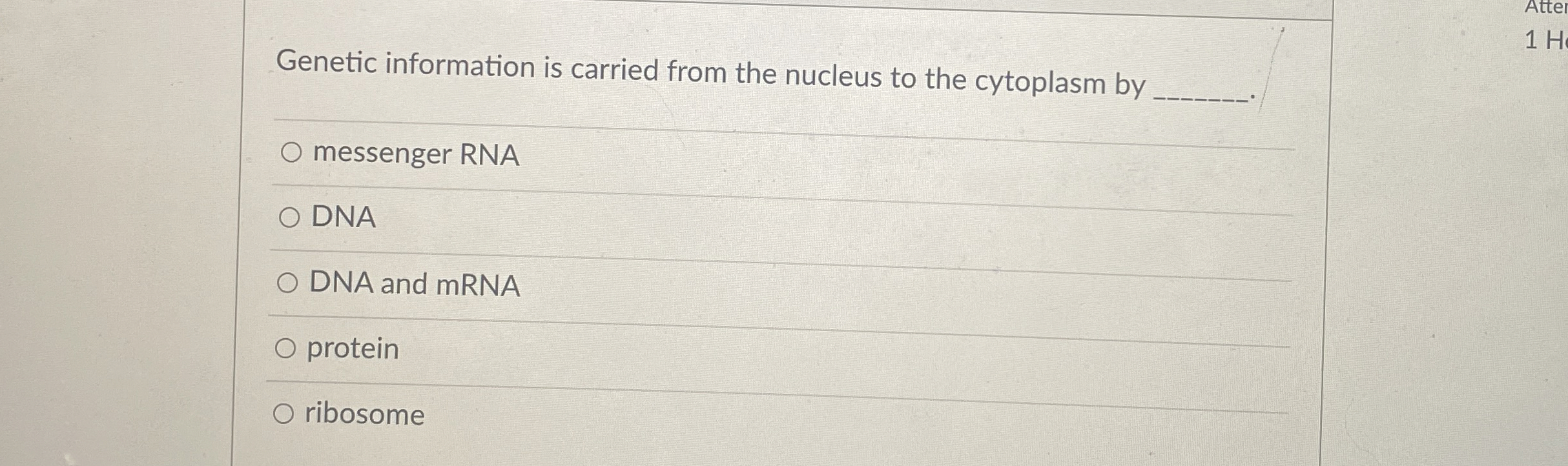 Solved Genetic information is carried from the nucleus to | Chegg.com