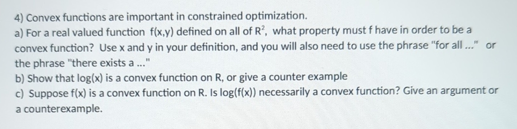 Solved Convex functions are important in constrained | Chegg.com