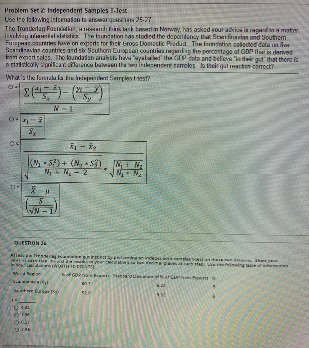 Solved Problem Set 2: Independent Samples T-Test Use the | Chegg.com