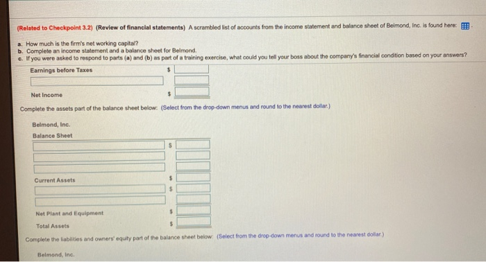 Solved (Related to Checkpoint 3.2) (Review of financial | Chegg.com