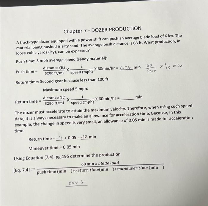 Solved 1 88 Chapter 7 - DOZER PRODUCTION A track-type dozer | Chegg.com