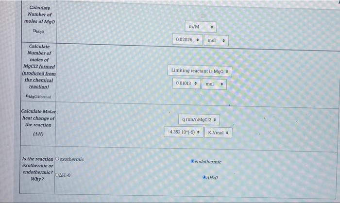 Solved Calculate Number of moles of MgCl2 formed (produced | Chegg.com