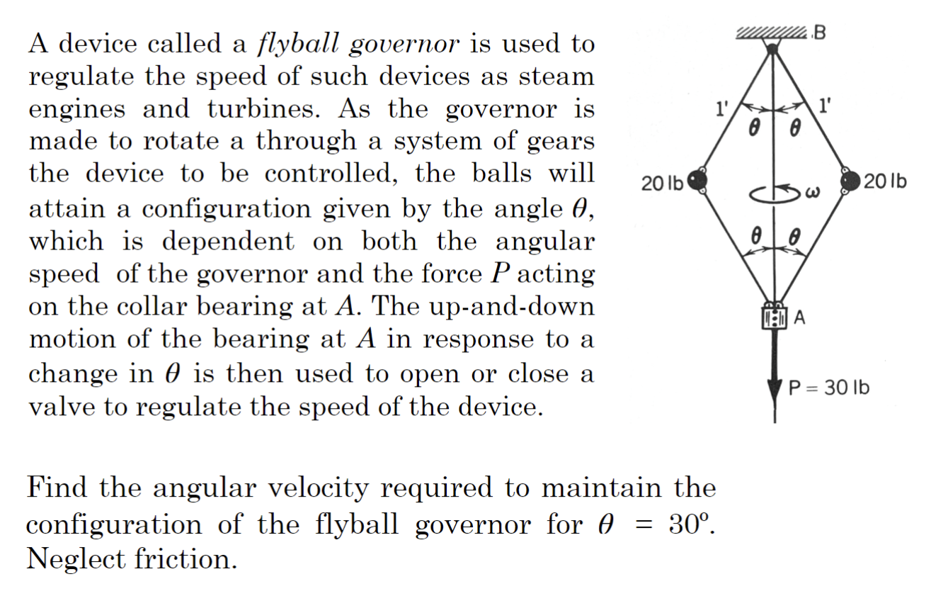 Solved A device called a flyball governor is used toregulate | Chegg.com