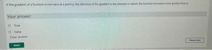 Solved If the gradient of a function is non-zero at a point | Chegg.com