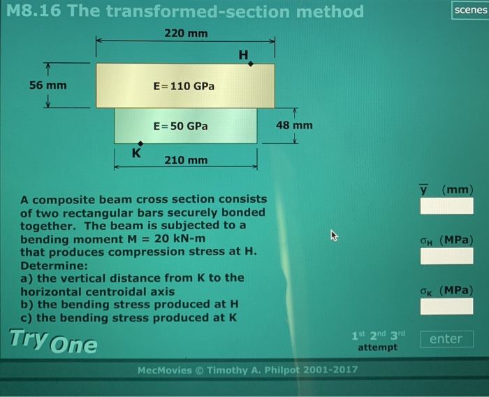 Solved M8.16 The transformed-section method scenes 220 mm E | Chegg.com
