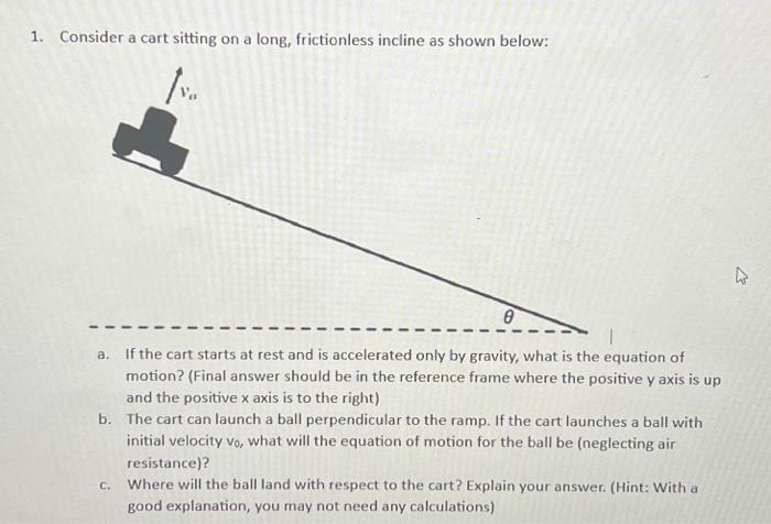 Solved 1. Consider a cart sitting on a long, frictionless | Chegg.com