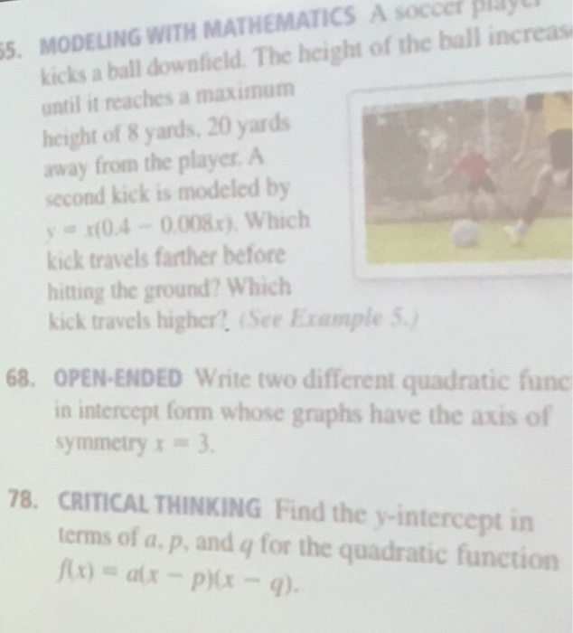 Solved 55. MODELING WITH MATHEMATICS A soccer player kicks a | Chegg.com