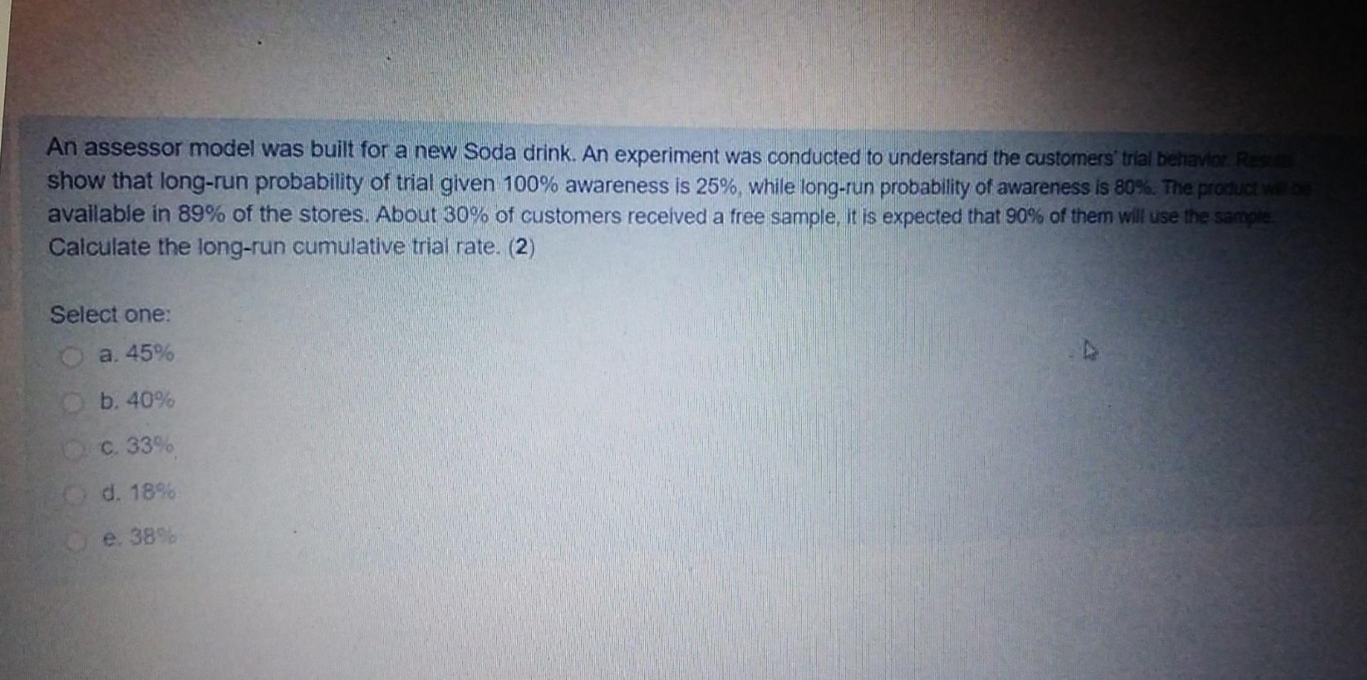 Solved An assessor model was built for a new Soda drink. An | Chegg.com