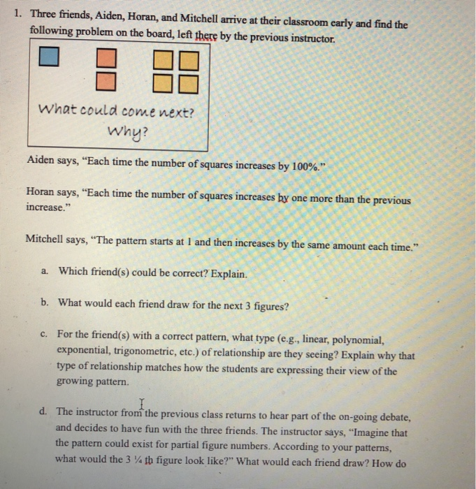 Solved 1. Three friends, Aiden, Horan, and Mitchell arrive | Chegg.com
