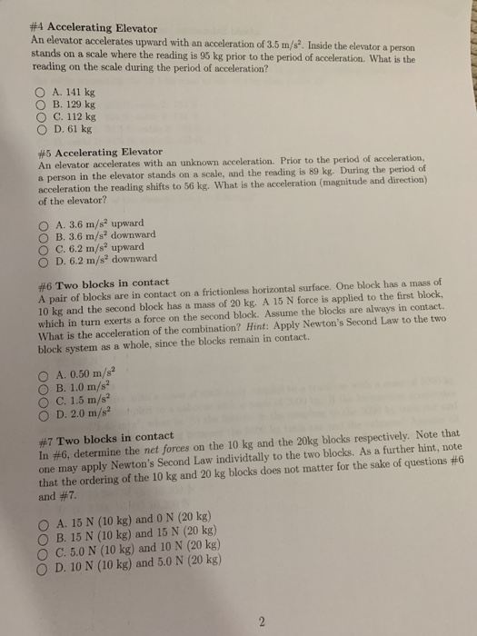 Solved #4 Accelerating Elevator An elevator accelerates | Chegg.com