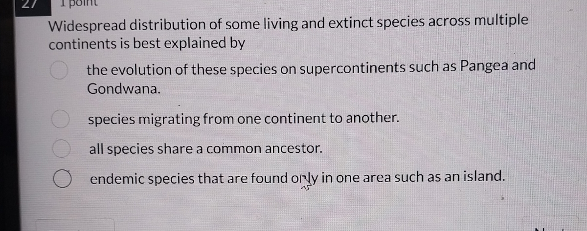 Solved Widespread distribution of some living and extinct | Chegg.com